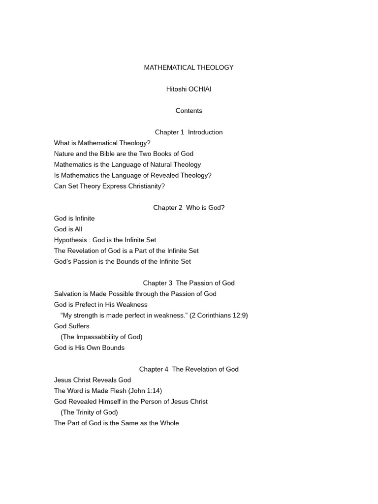 Mathematical Theology Contents | PDF | Science & Mathematics