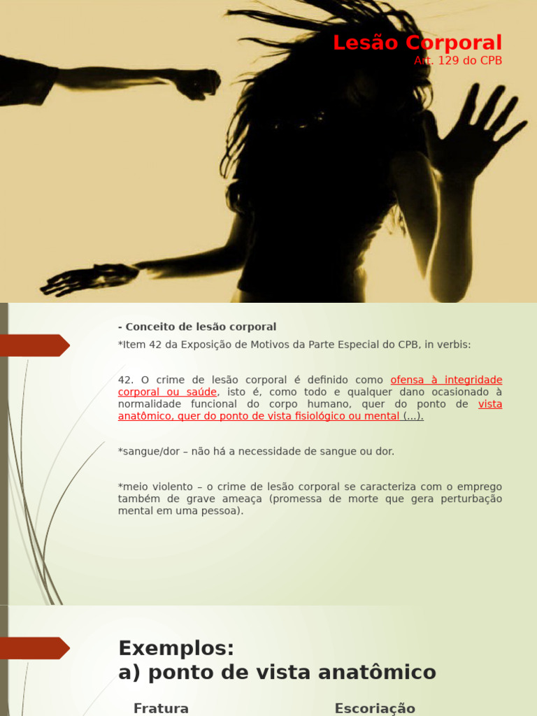 Lesão Corporal: Definições e Tipos | PDF | Lesão corporal (crime) | Crimes