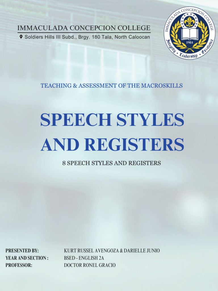 Speech Styles and Registers - Avengoza & Junio - 20241021 - 091109 ...