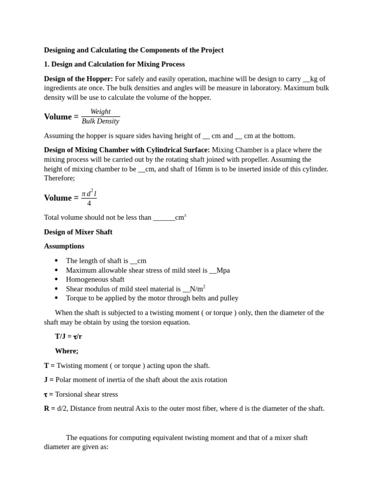 Designing and Calculating The Components of The Project | PDF