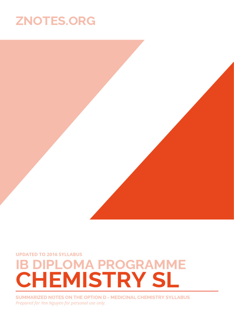 Ib Diploma Programme Chemistry SL Option D Medicinal Chemistry ...