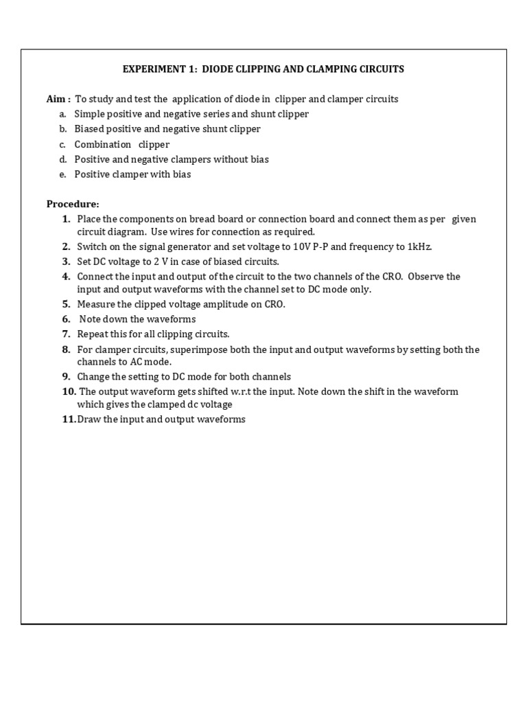 Exp. 1 Clipping and Clamping Circuits | PDF