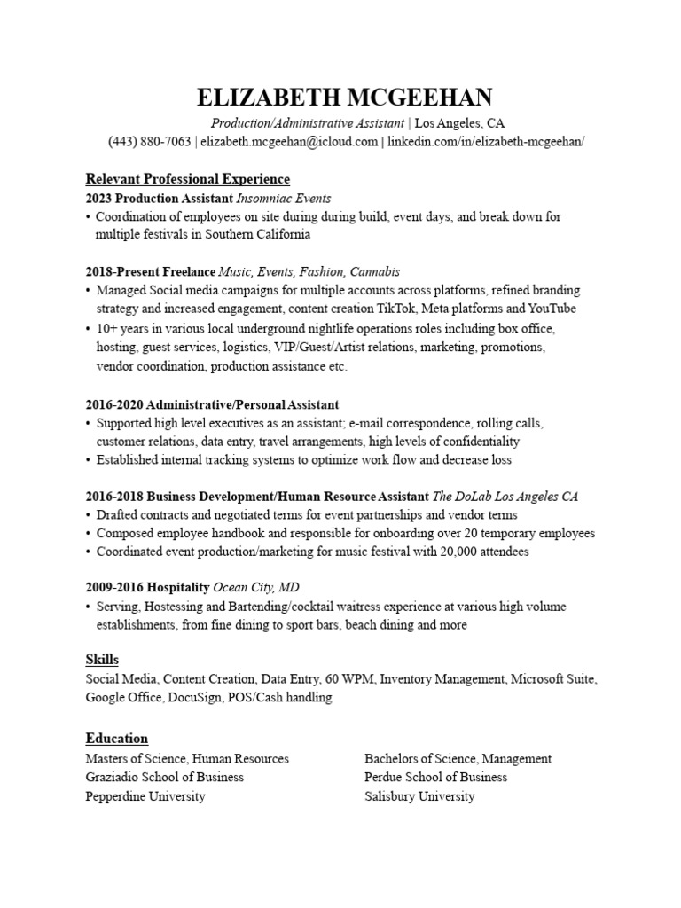Resume Elizabeth Mcgeehan | PDF