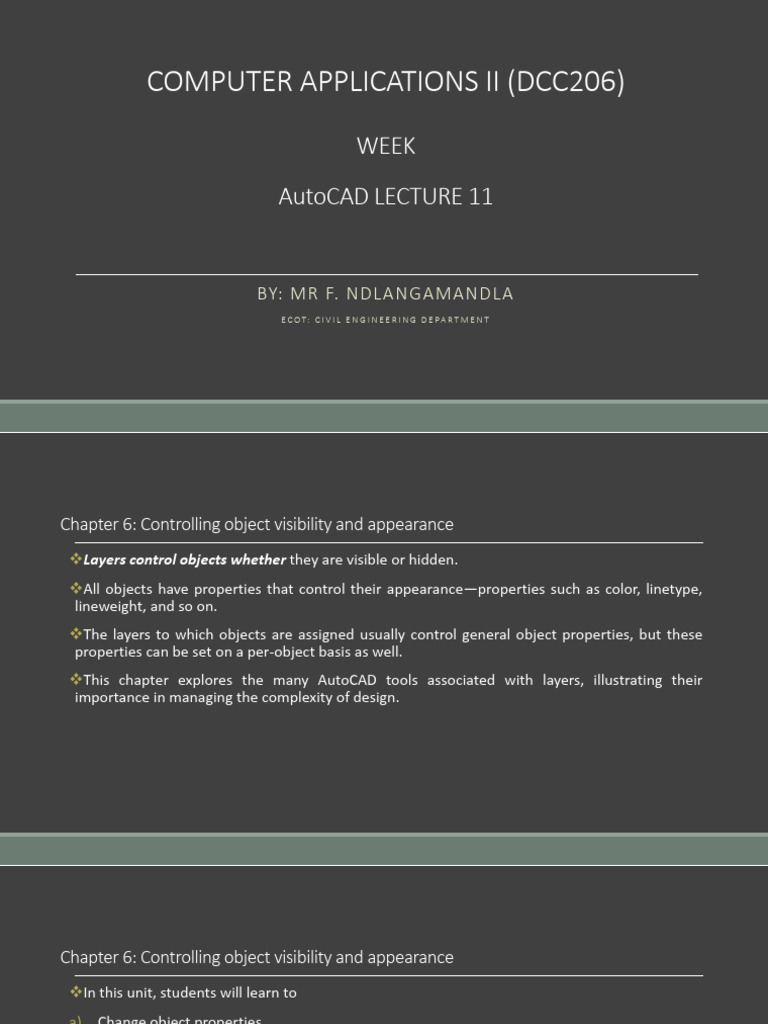 Computer Applications - AutoCAD - Lecture 11 (Chapter 6) | PDF | Auto Cad | Computing