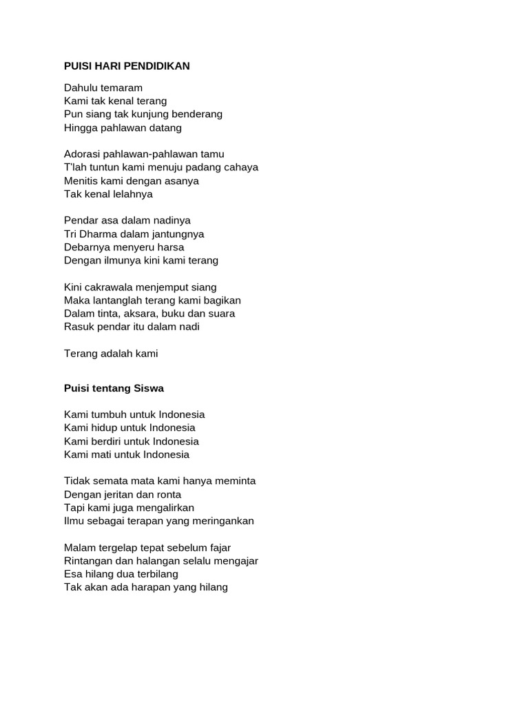Puisi Hari Pendidikan | PDF | Agama & Spiritualitas | Puisi