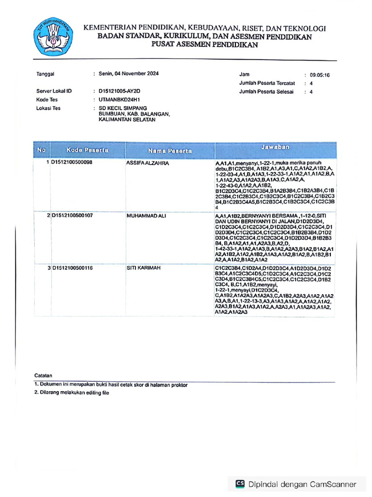 Laporan Hasil 4 Nop | PDF