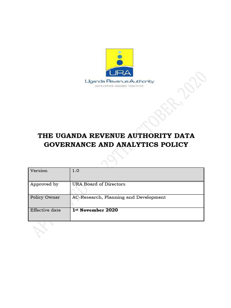 URA Data Governance and Analytics Policy | PDF | Governance | Analytics