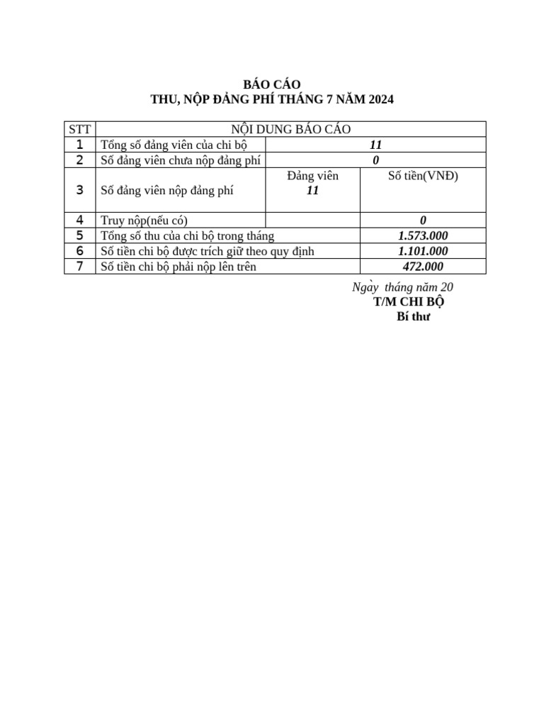 Thu N P Tháng 7 - 2024 - S A | PDF