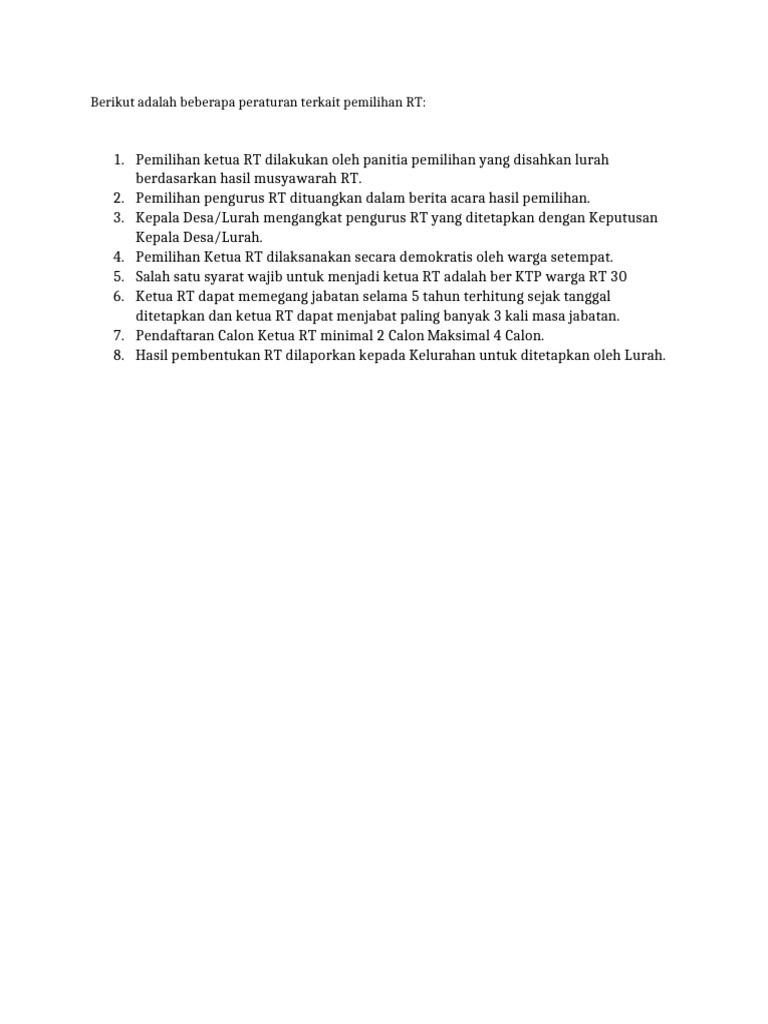 Peraturan Pemilihan RT 2025 | PDF