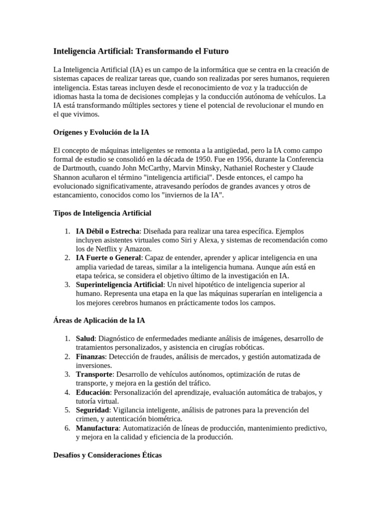 La inteligencia artificial | PDF | Inteligencia artificial | Inteligencia (IA) y semántica