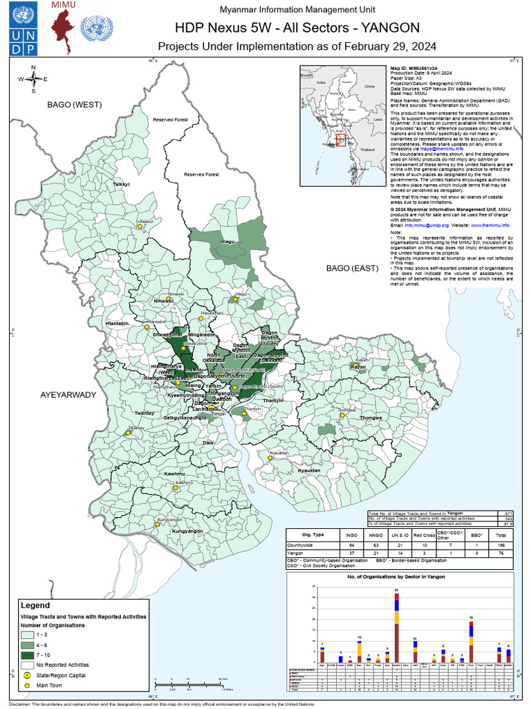 5W Map Yangon VT All Sectors MIMU861v24 08apr2024 A3 | PDF