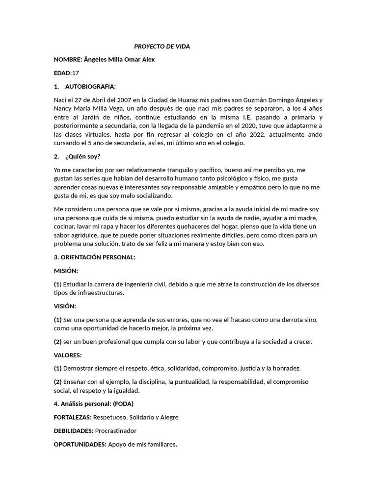 Proyecto de Vida-1 | PDF | Ciencias sociales | Autosuperación