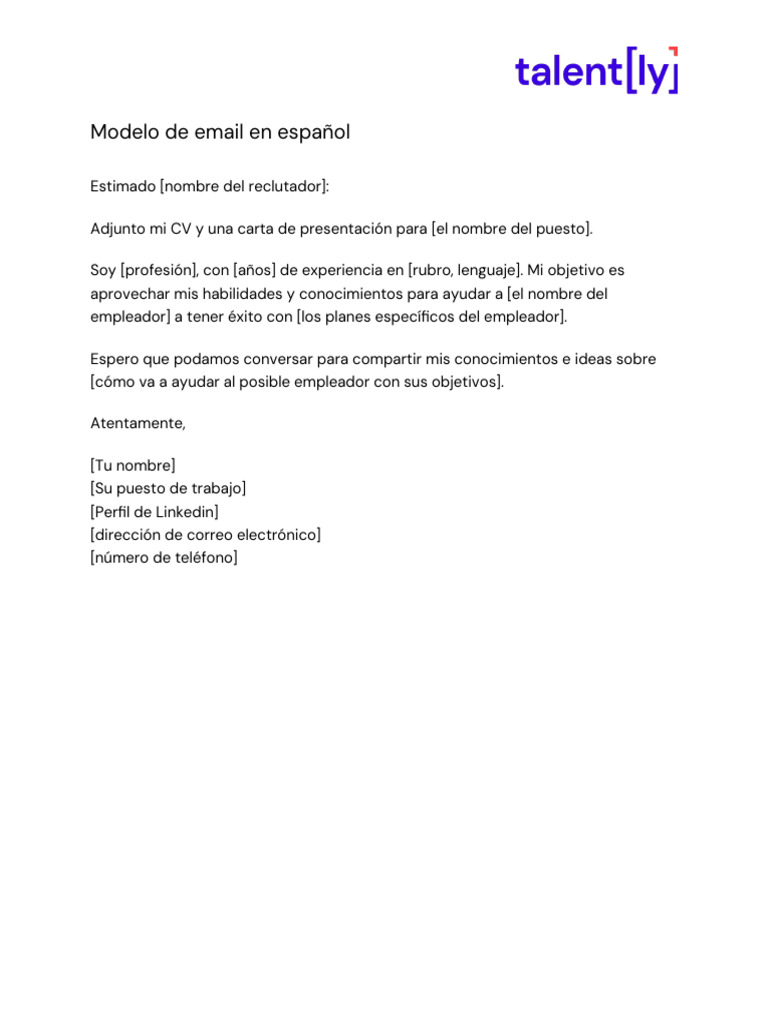 Modelo Email Talently CV | PDF