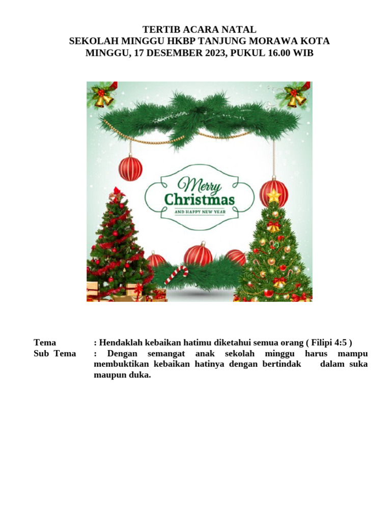 Tertib Acara Natal Sekolah Minggu 2023 | PDF | Agama & Spiritualitas