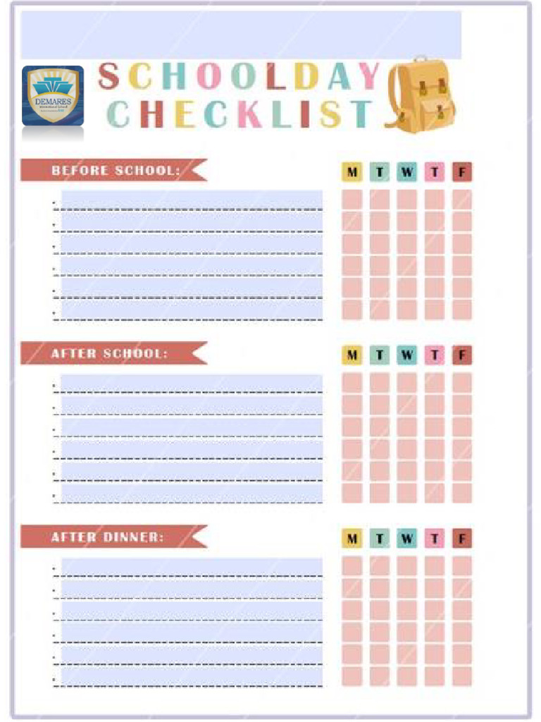 School Day Checklist | PDF