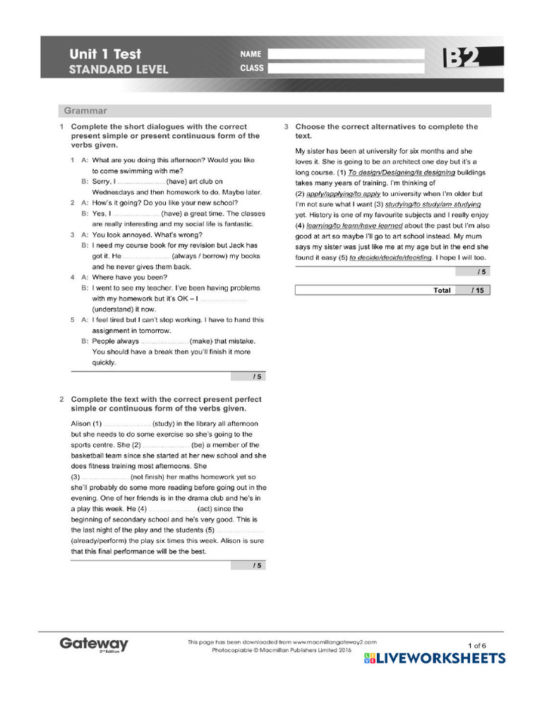 b2 Test 1 | PDF