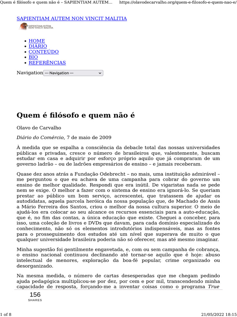 Quem É Filósofo e Quem Não É - SAPIENTIAM AUTEM NON VINCIT MALITIA ...