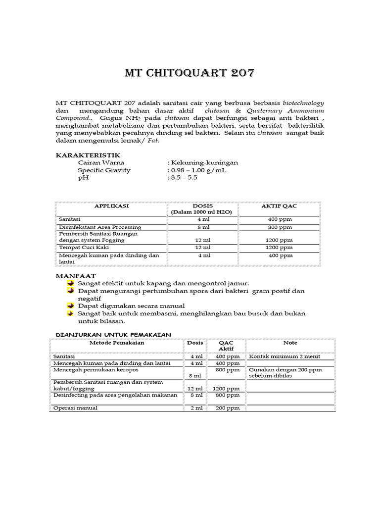36.kevin - Brosur & Msds Chitoquart 207 | PDF