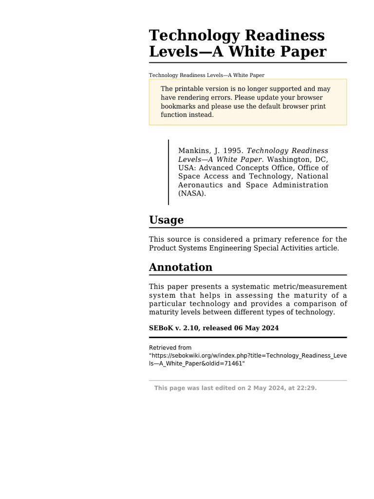 Technology Readiness Levels Guide | PDF