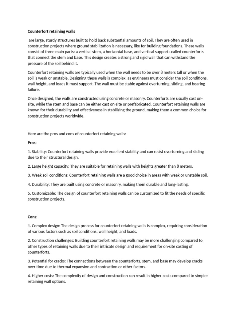 Counterfort Retaining Walls | PDF | Wall | Materials