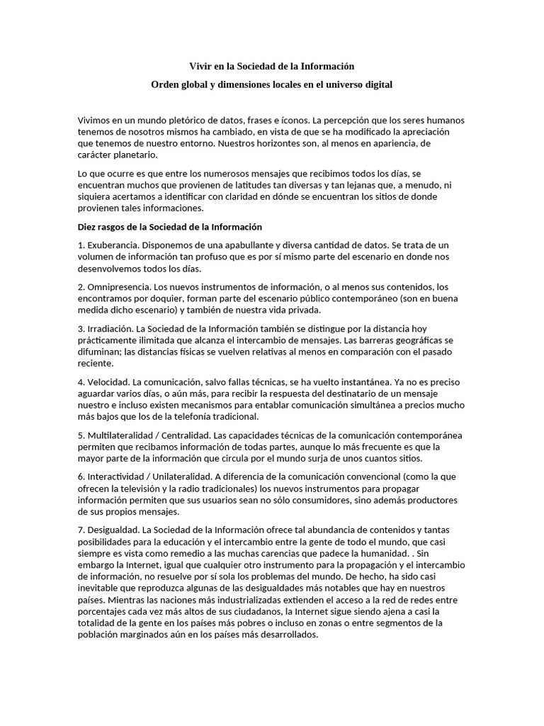 Informatica Resumen 1 | PDF | Globalización | Sociedad