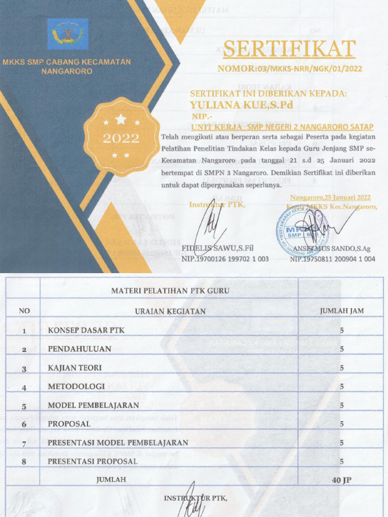 Sertifikat PTK | PDF