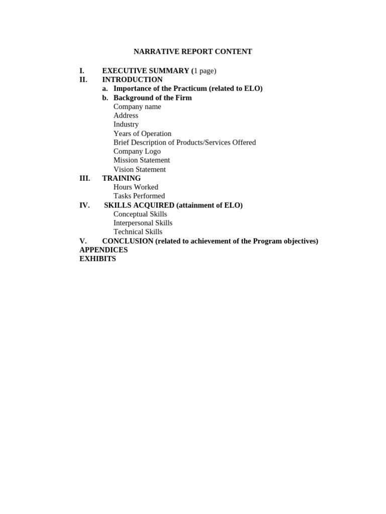 Practicum Narrative Report Guide | PDF