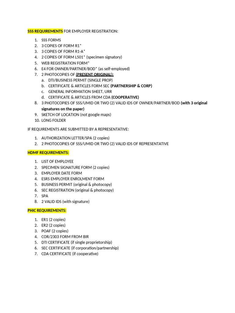 SSS Phic HMDF Requirements | PDF