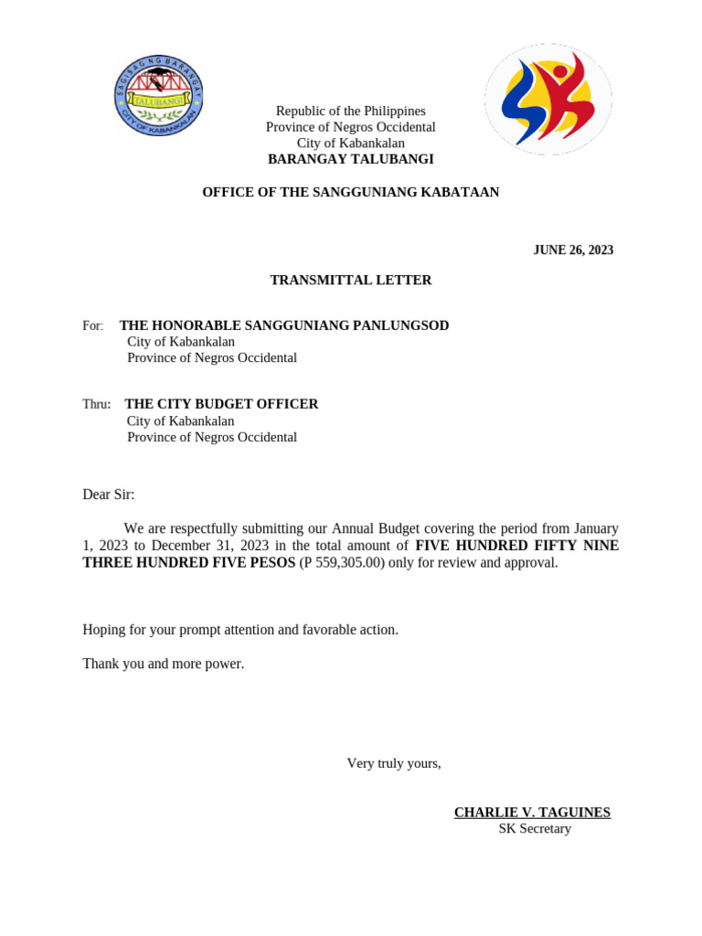 Transmittal Letter (2023) | PDF