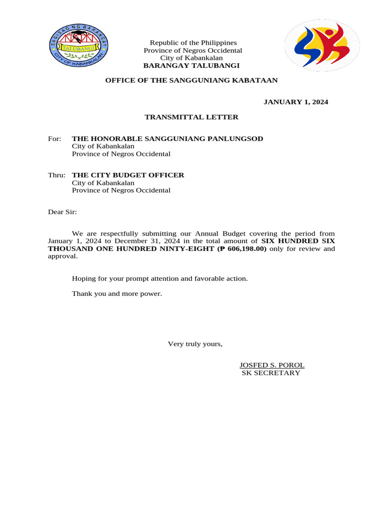 SK Resolution and Transmittal 2023 | PDF