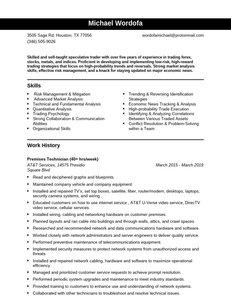 MW Resume Economist | PDF | Computer Network | Risk Management
