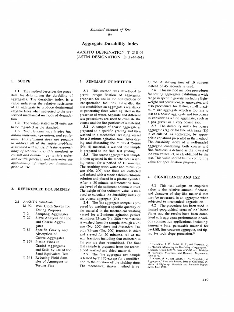 Aashto T 210-91 | PDF
