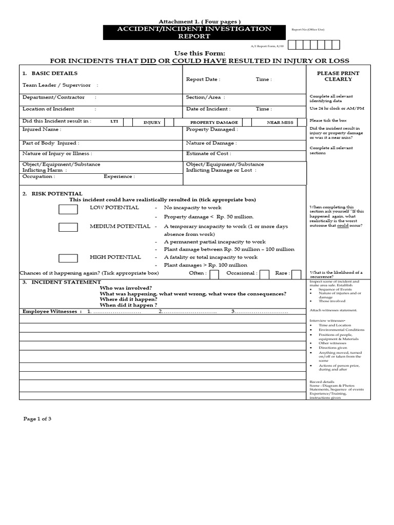 Accident Investigation Form-Rev1 | PDF | Safety | Occupational Safety ...