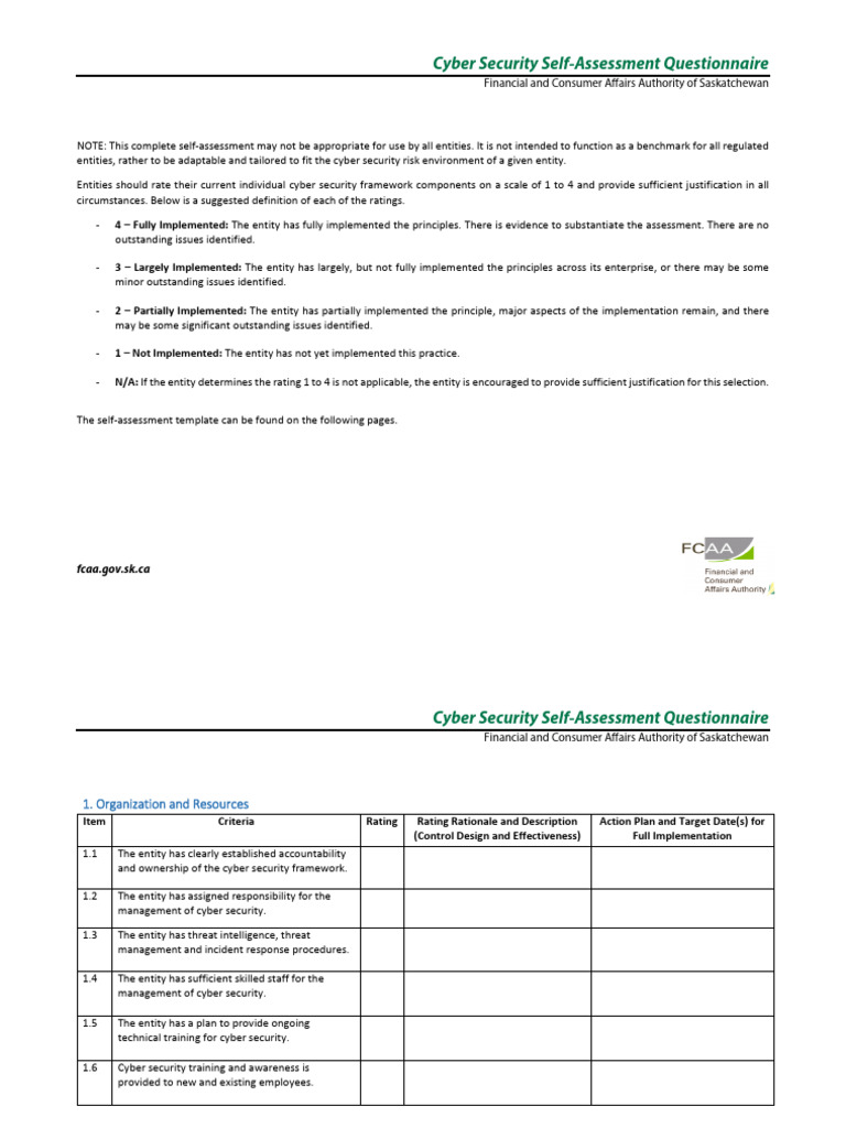 2021-03-24 Cyber Security Self-Assessment Questionnaire | PDF ...