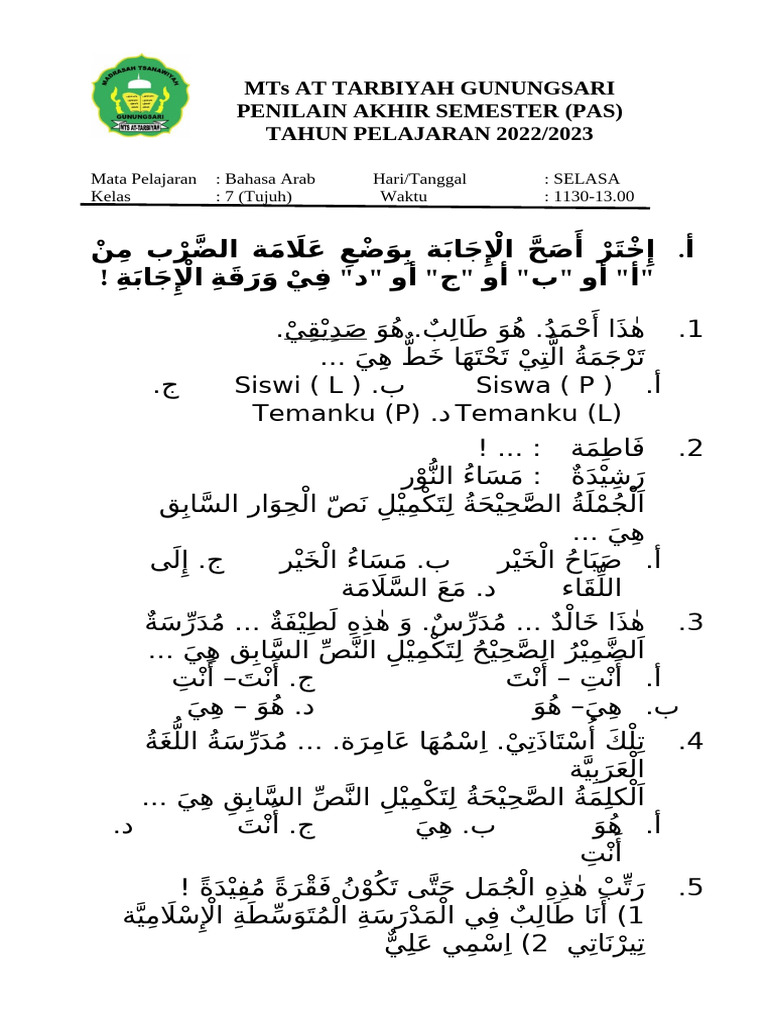 Bahasa Arab 7 | PDF