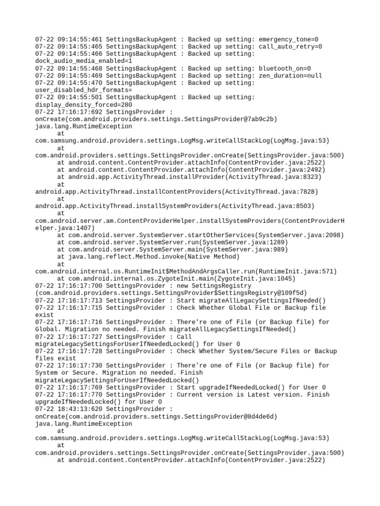 Settings Provider | PDF | Java (Programming Language) | Backup