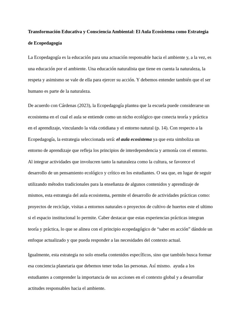 Actividad Eje 3 Teorias Practicas Pedagogicas | PDF | Sustentabilidad | Entorno natural
