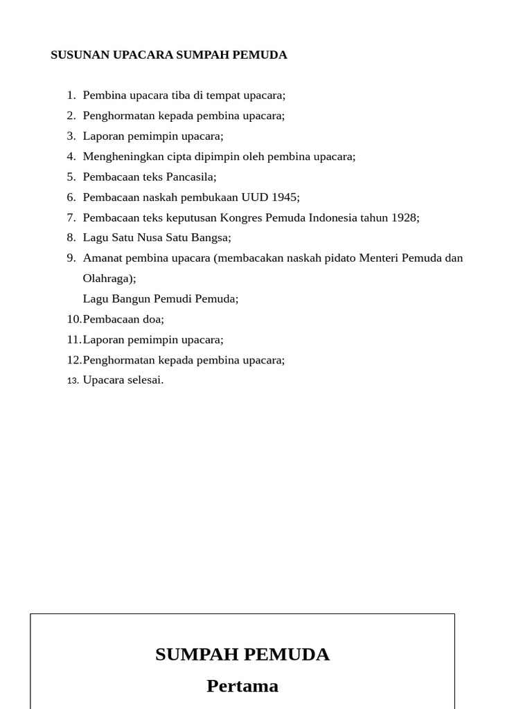 Susunan Upacara Sumpah Pemuda | PDF | Perjalanan