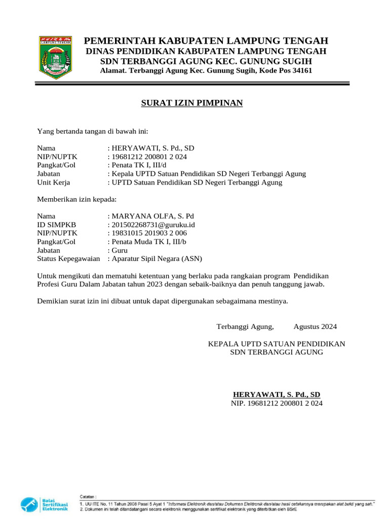 Surat Izin Pimpinan 1 | PDF