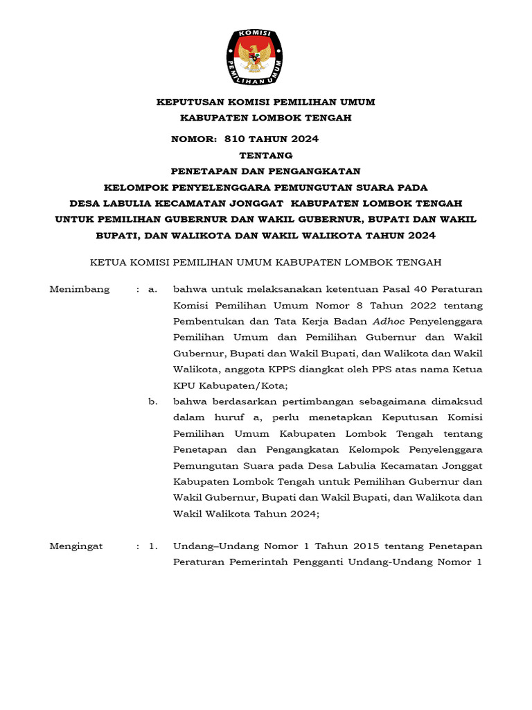 3 SK Pengangkatan KPPS | PDF