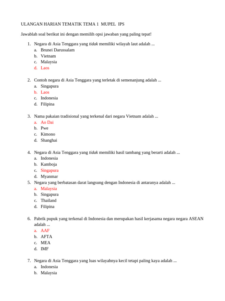 Soal UH Ips Tema 1 | PDF | Bisnis