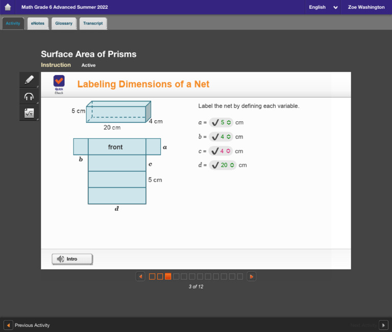 Math Grade 6 Advanced Summer 2022 - Edgenuity - Com 238 | PDF
