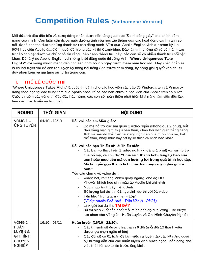 Competition Rules VIE | PDF