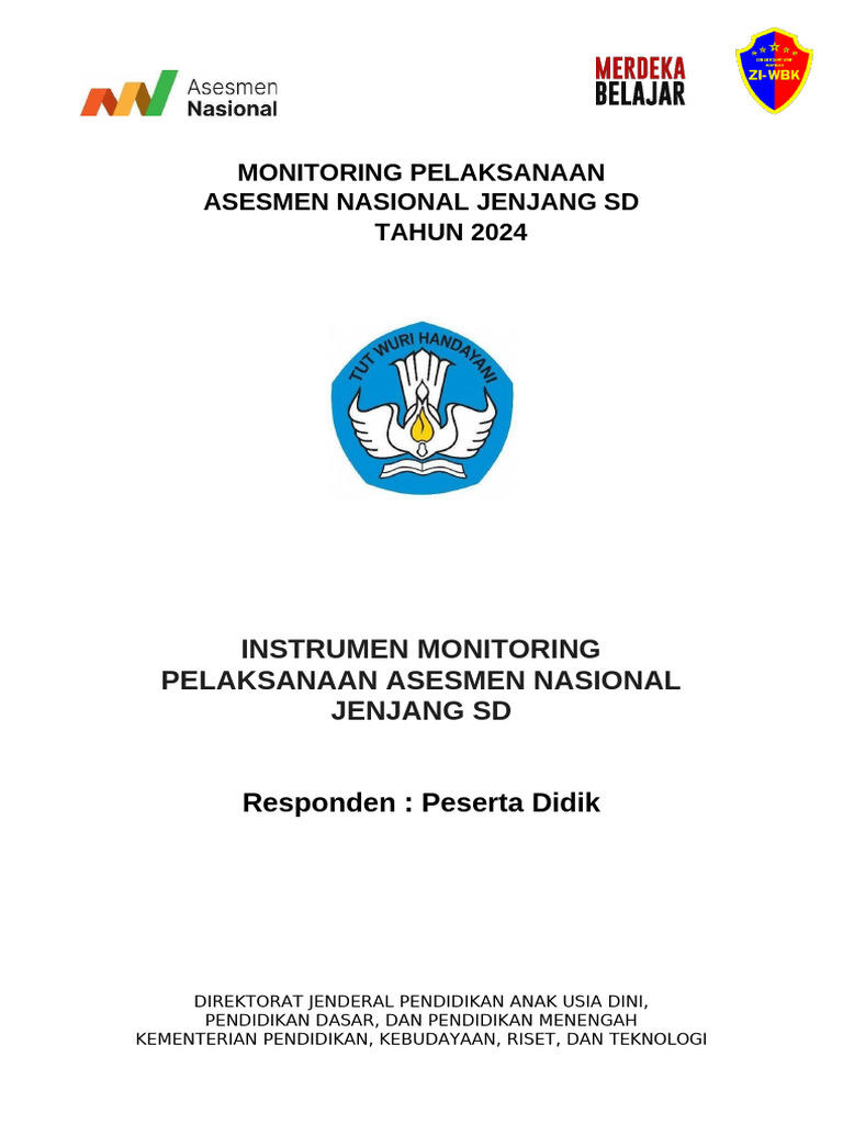 Instrumen Monev Pelaksanaan AN - Peserta Didik - 02082024 | PDF