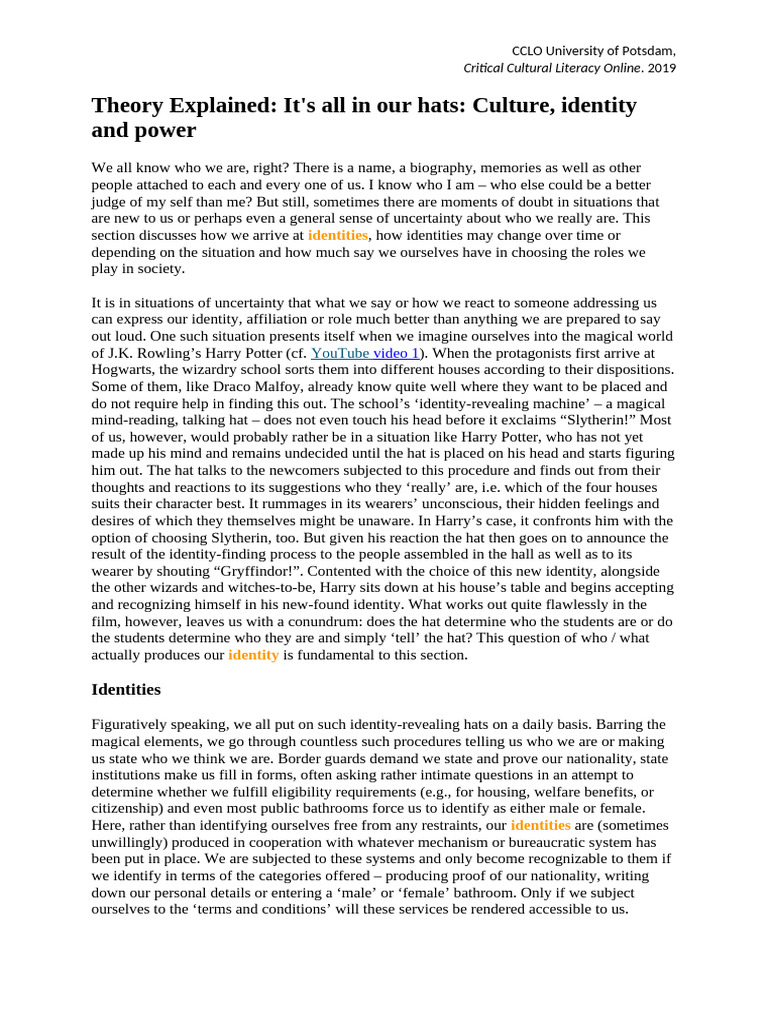 MOOC Text - Culture, Identity and Power | PDF | Discourse | Unconscious ...