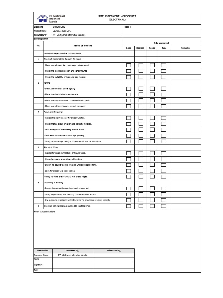 Assesment CHECKLIST - ELECTRICAL | PDF | Printed Circuit Board ...