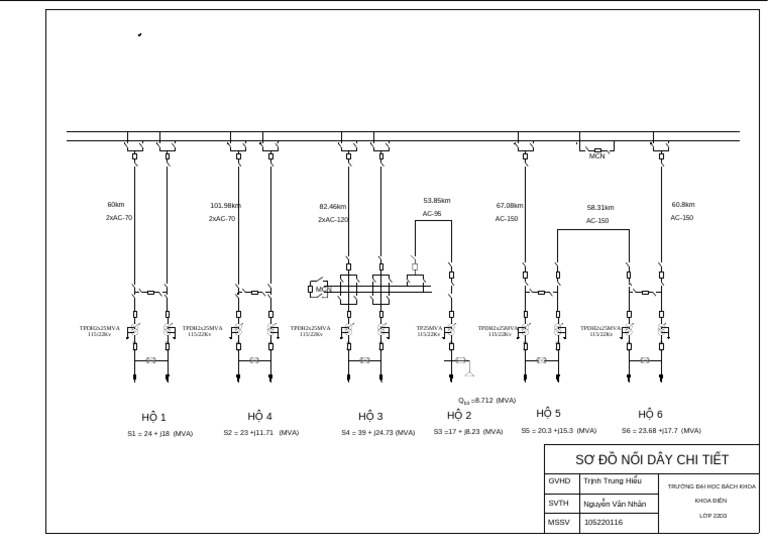 Sơ Đồ Nối Dây Chi Tiết: Hộ 1 Hộ 4 Hộ 3 Hộ 2 Hộ 5 Hộ 6 | PDF