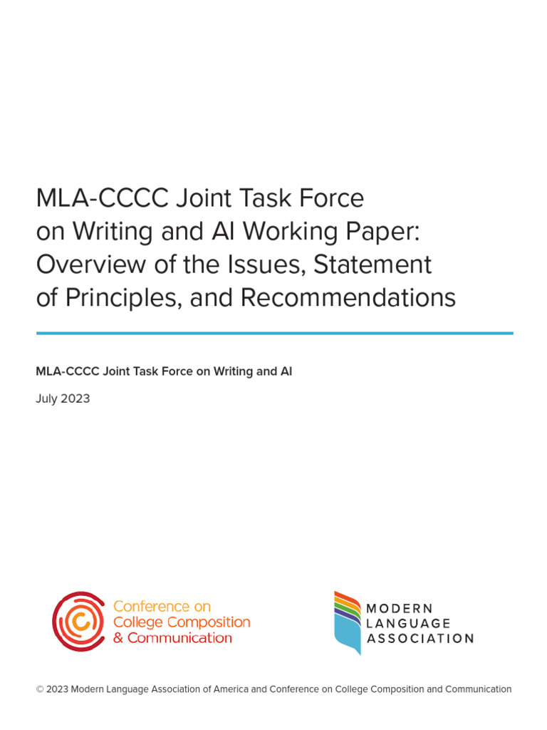 MLA CCCC Joint Task Force On Writing and AI Working Paper 1 | PDF ...