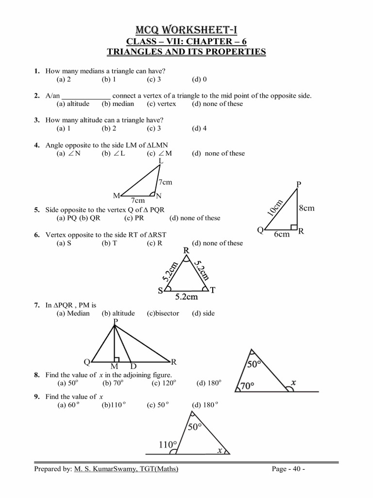 Triangles - WS-1 | PDF