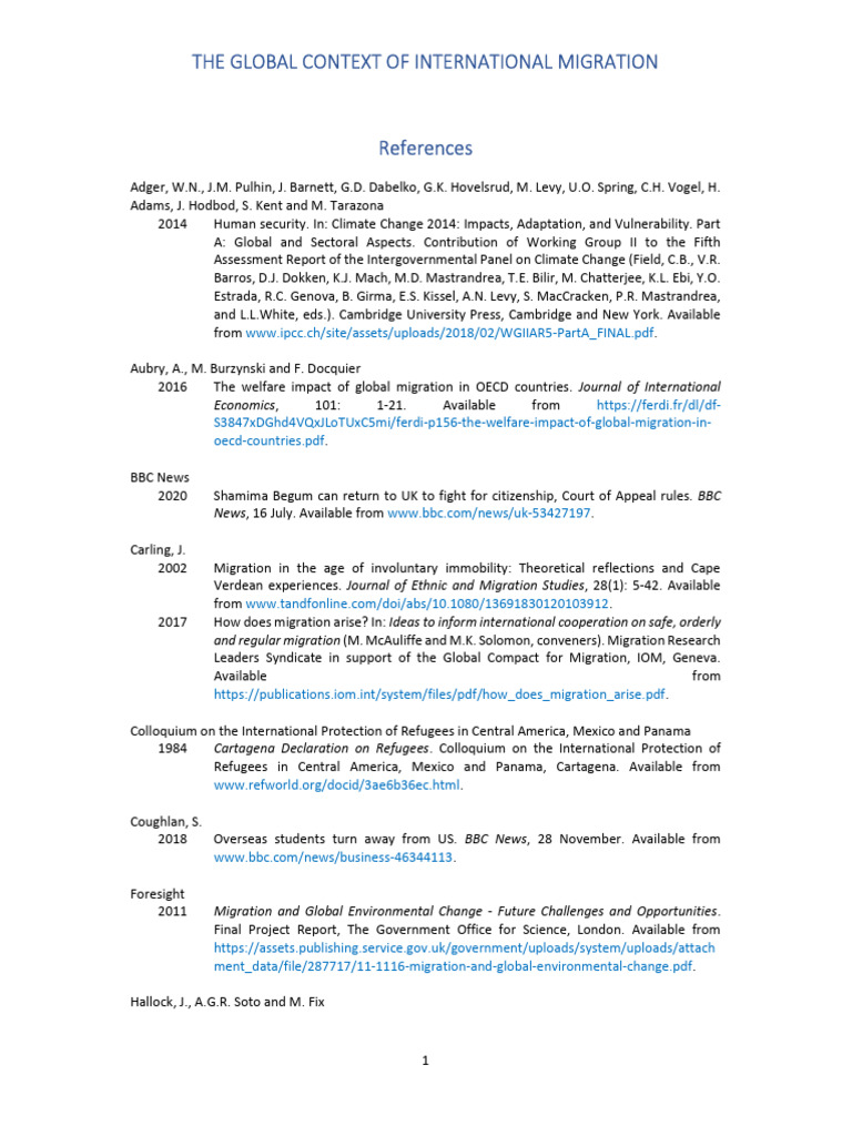 References Global Context - 1 | PDF | Human Migration | International ...